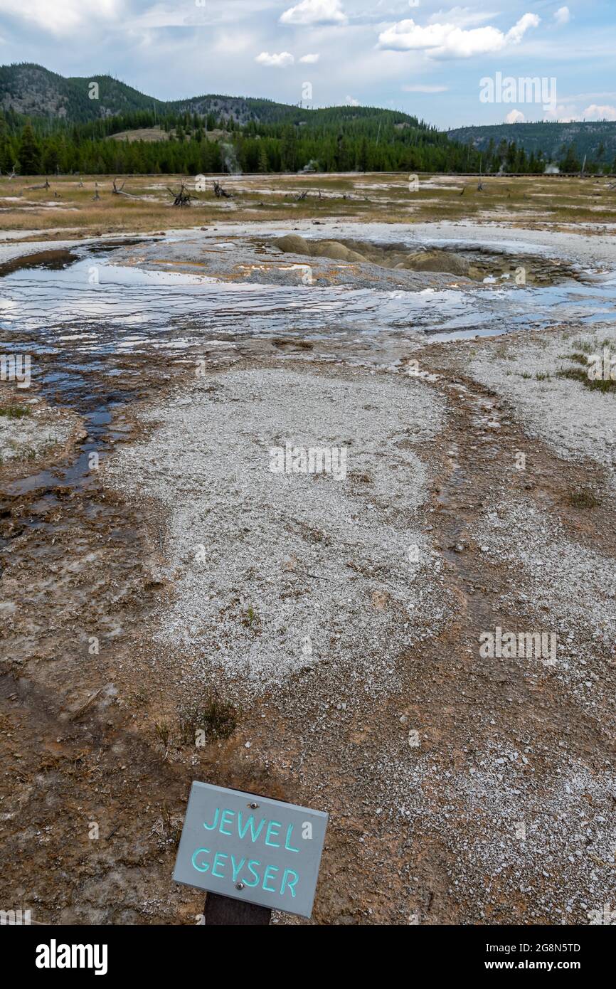 Yellowstone NP, WY, USA - August 1, 2020: The Jewel Geyser Stock Photo ...