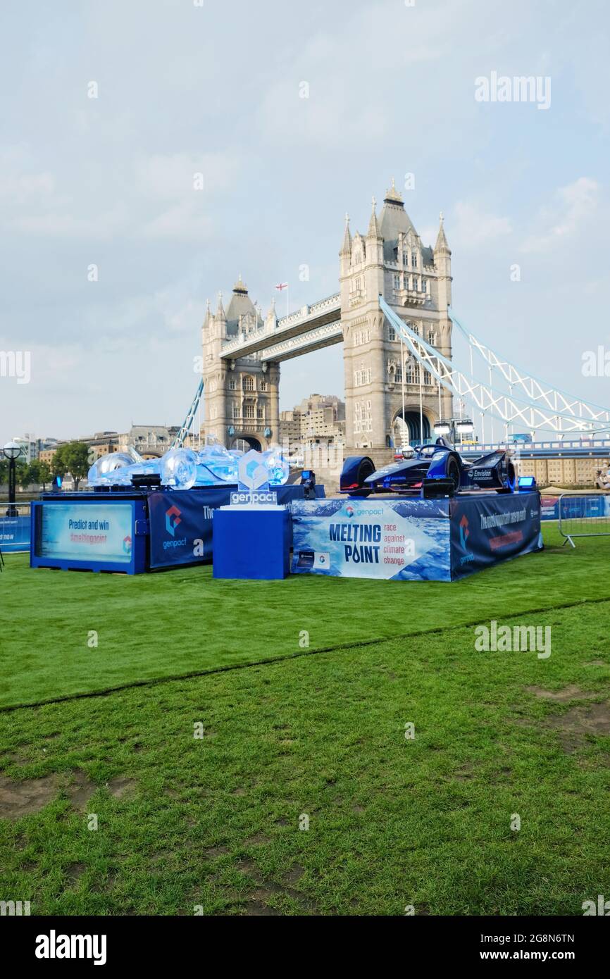 An Envision Virgin electric racing car was displayed at Tower Bridge ...