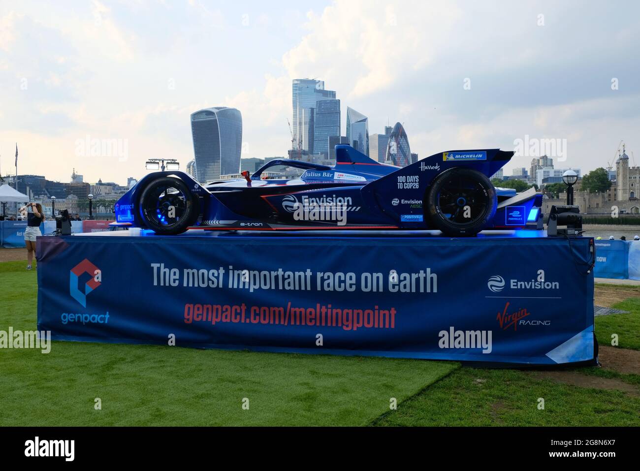 An Envision Virgin electric racing car was displayed at Tower Bridge ...