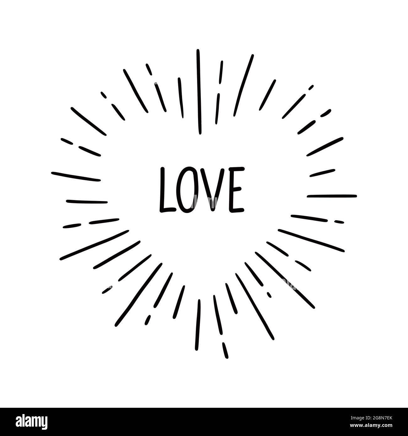 Heart with love text. Hand drawn sketch style. Heart vector ...
