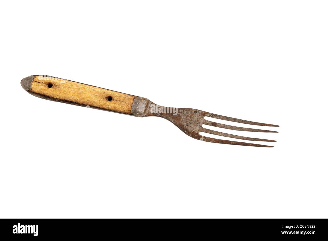 Antique Rusty Metal Fork With Wooden Handle Stock Photo - Alamy