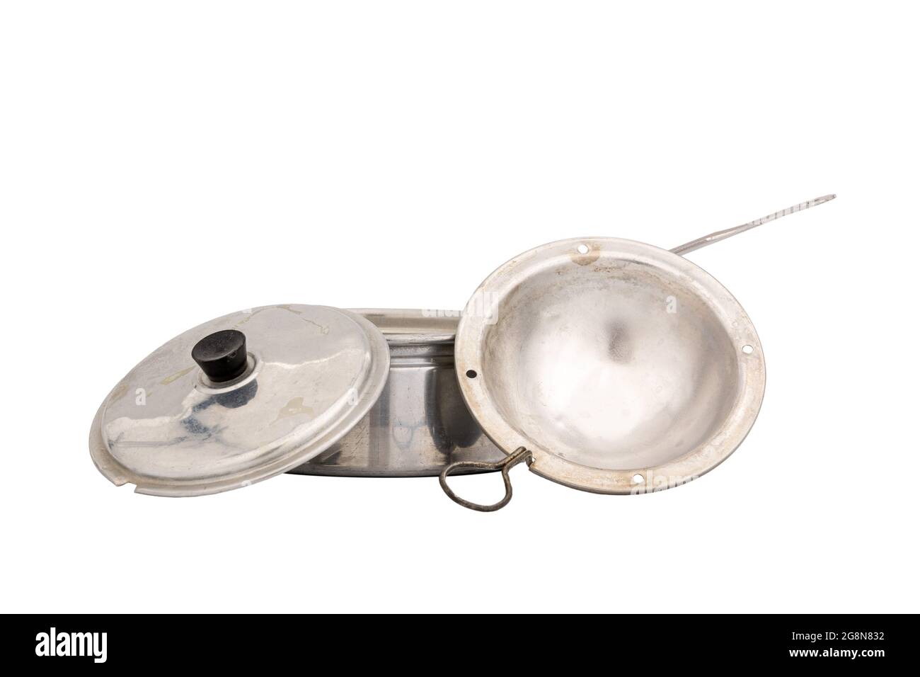 Antique Aluminum Egg Poacher Stock Photo - Alamy