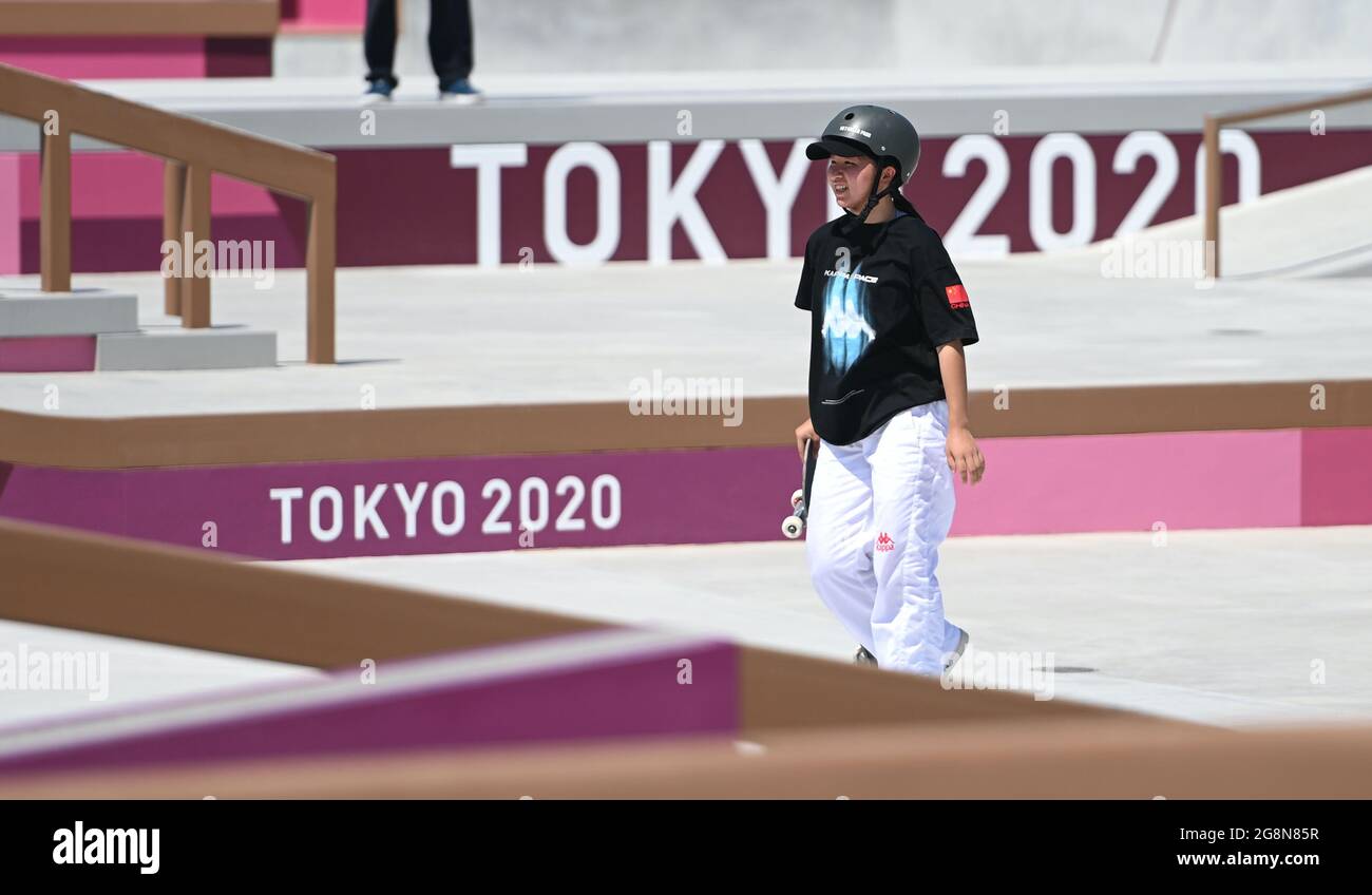 Tokyo, Japan. 22nd July, 2021. Zeng Wenhui of China skateboarding team ...