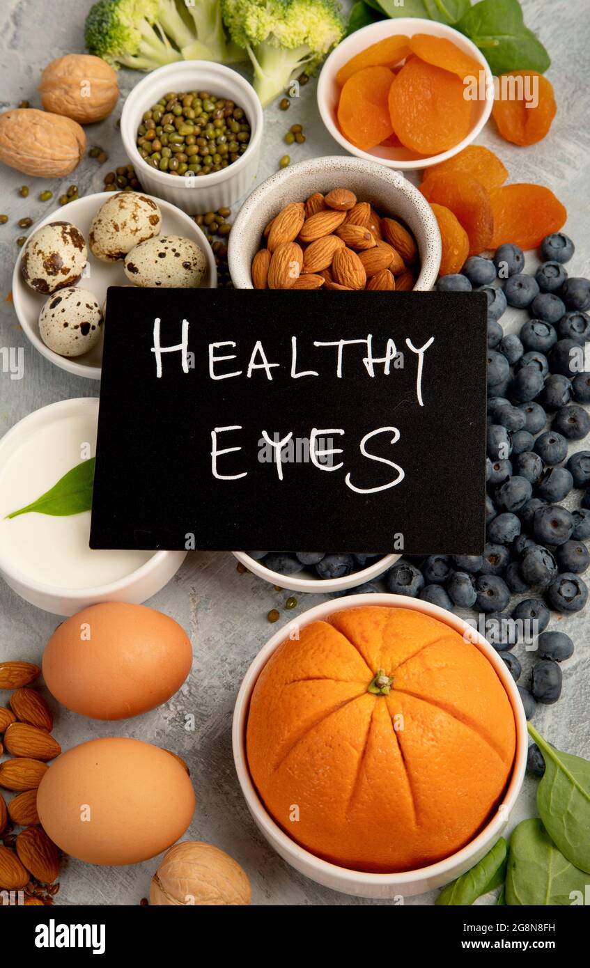 Food for eyes health. Foods that contain vitamins, nutrients, minerals ...