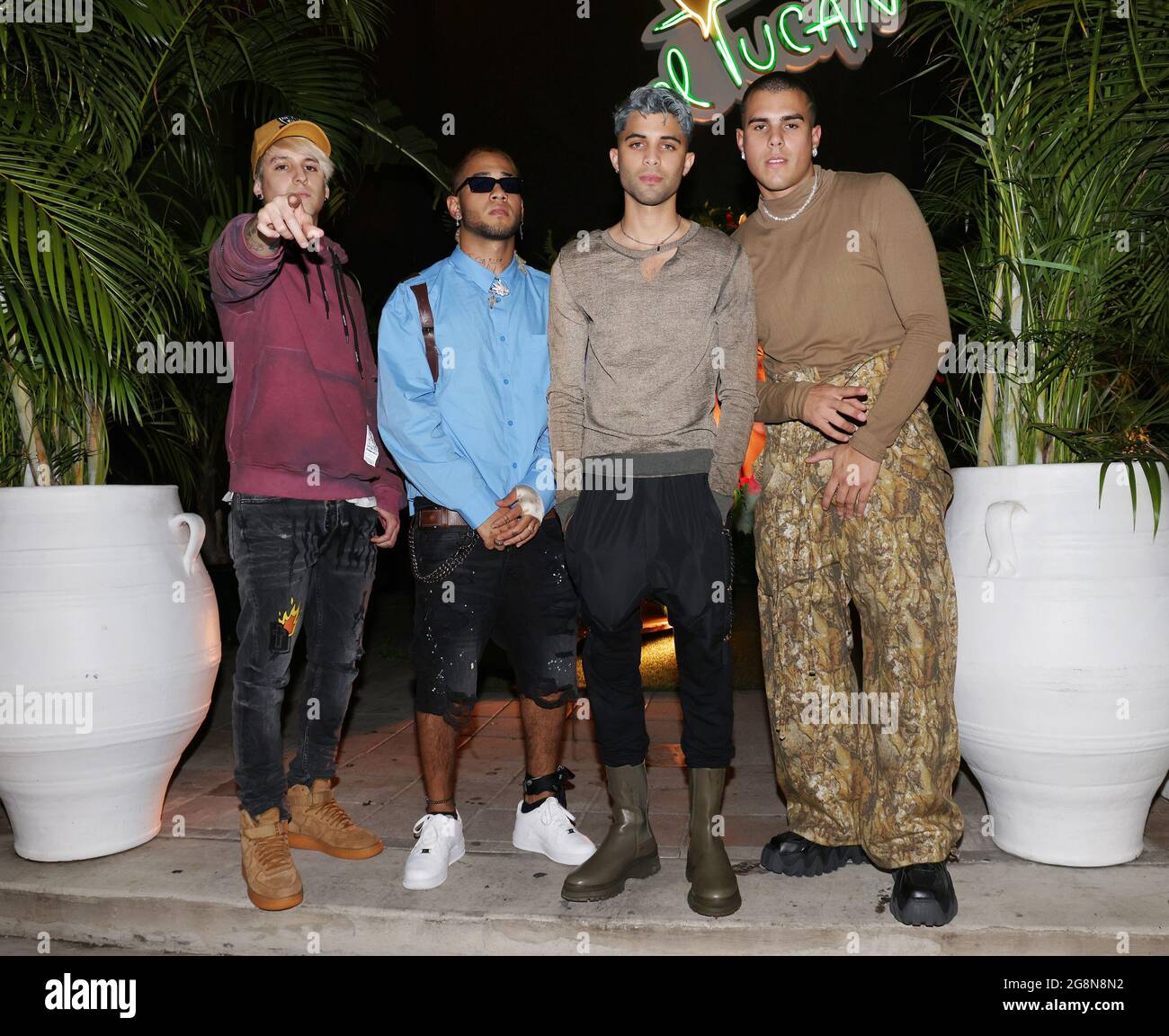 MIAMI, FL -JULY 21: The Group CNCO are seen in an about (L -R ...