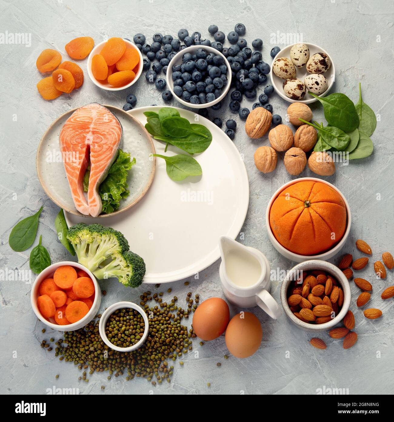 Food for eyes health. Foods that contain vitamins, nutrients, minerals ...