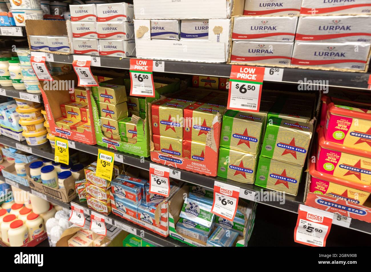 Lurpak and Western Star butter in the refrigerated section of an ...