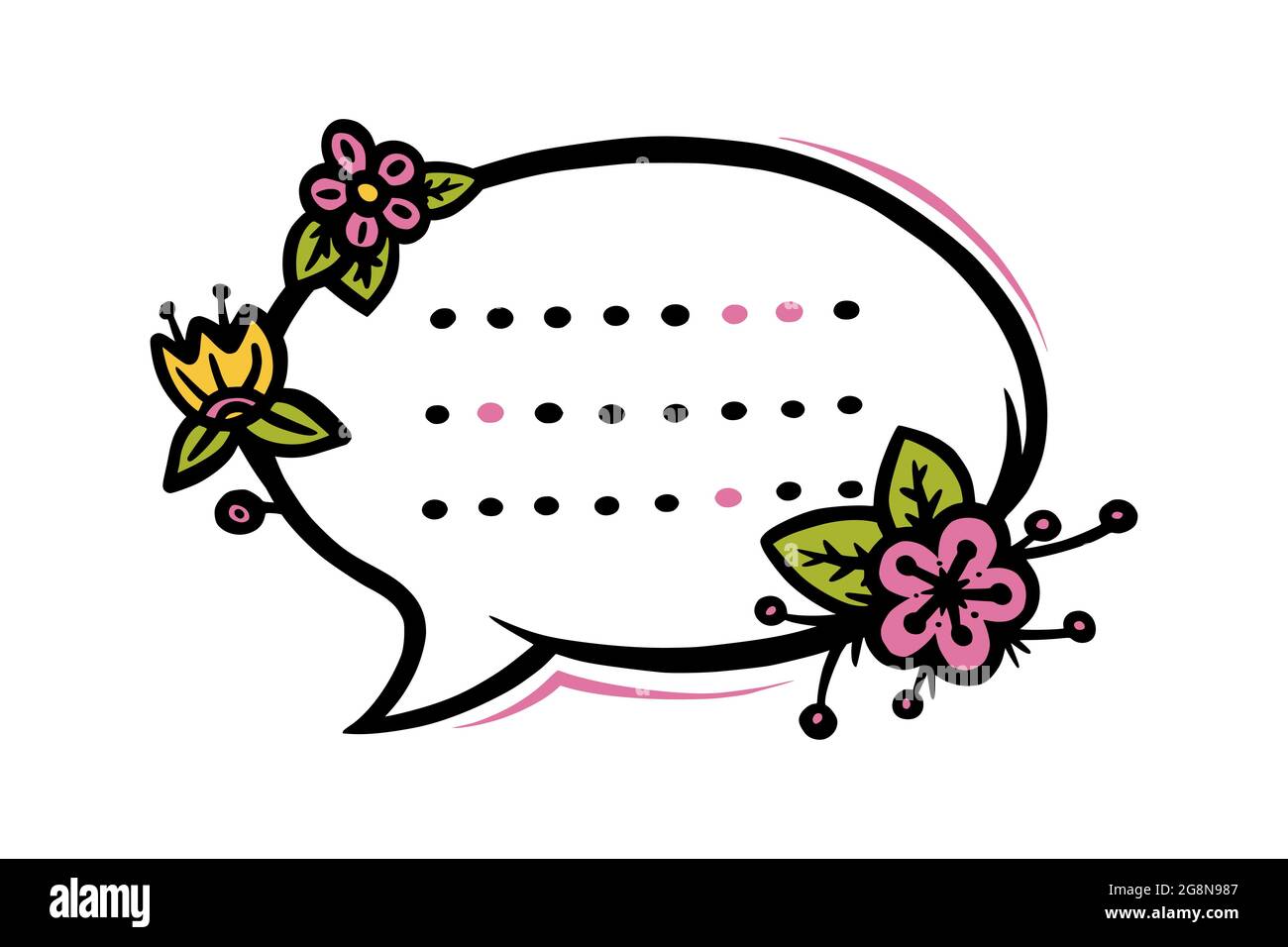 Floral circular speech bubble or label for scrapbooks decoration. Frame ...