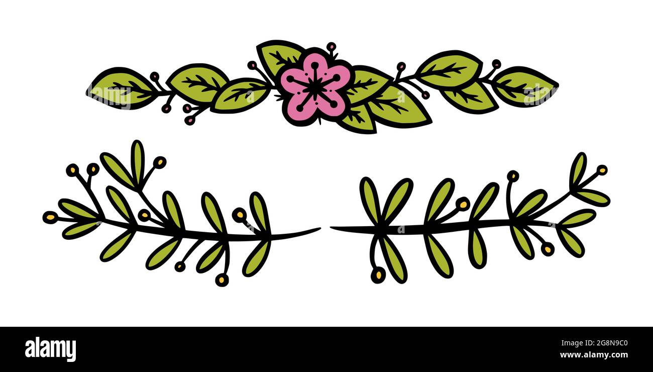 Flower dividers for invitations and bullet jourmals decoration. Rustic ...