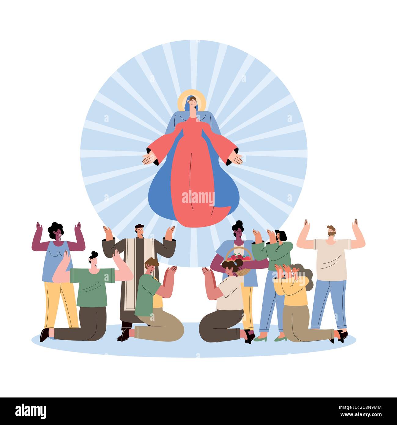 Assumption of Mary and women and men praising Stock Vector Image & Art ...