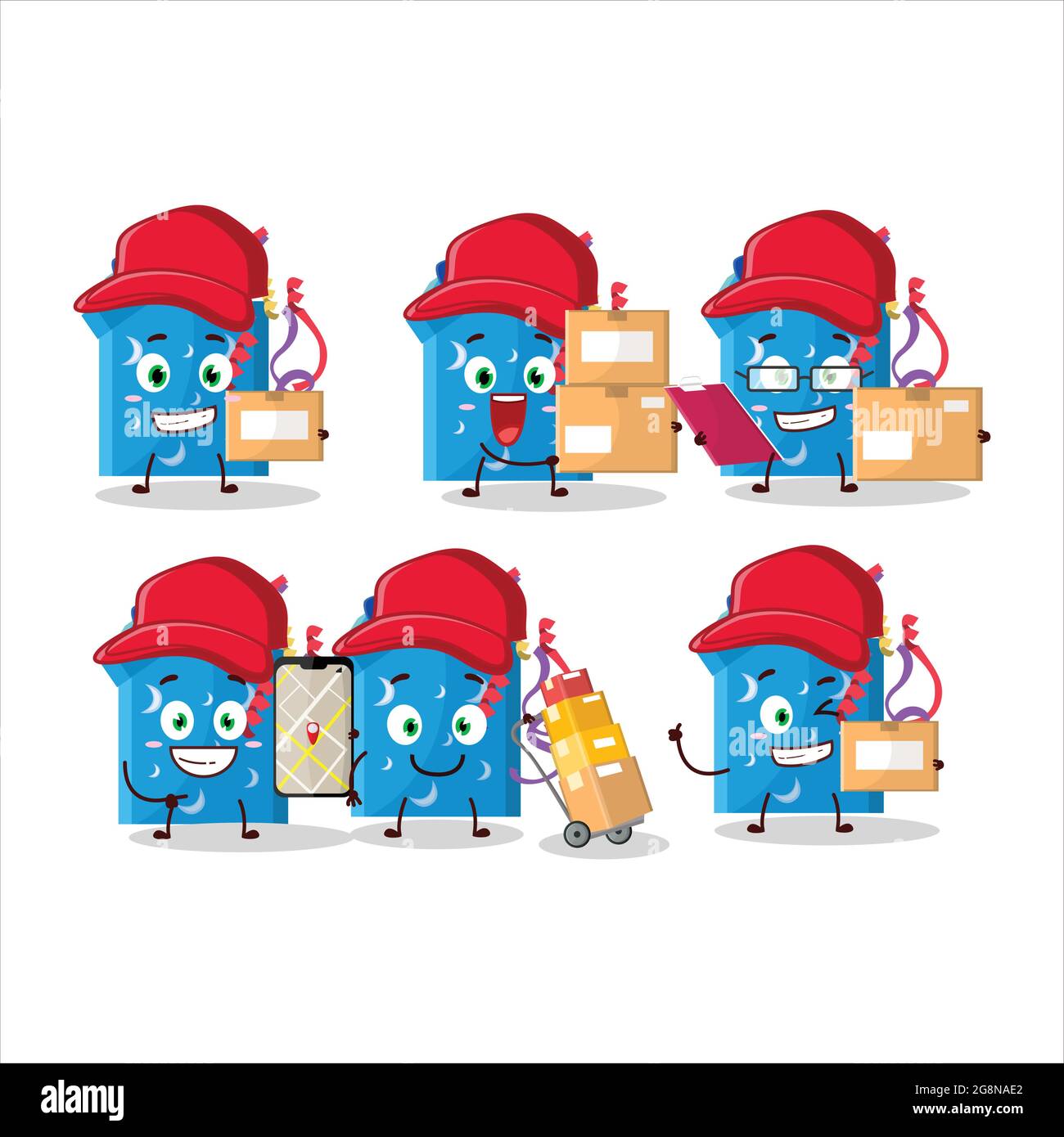 Cartoon character design of open magic gift Box working as a courier ...