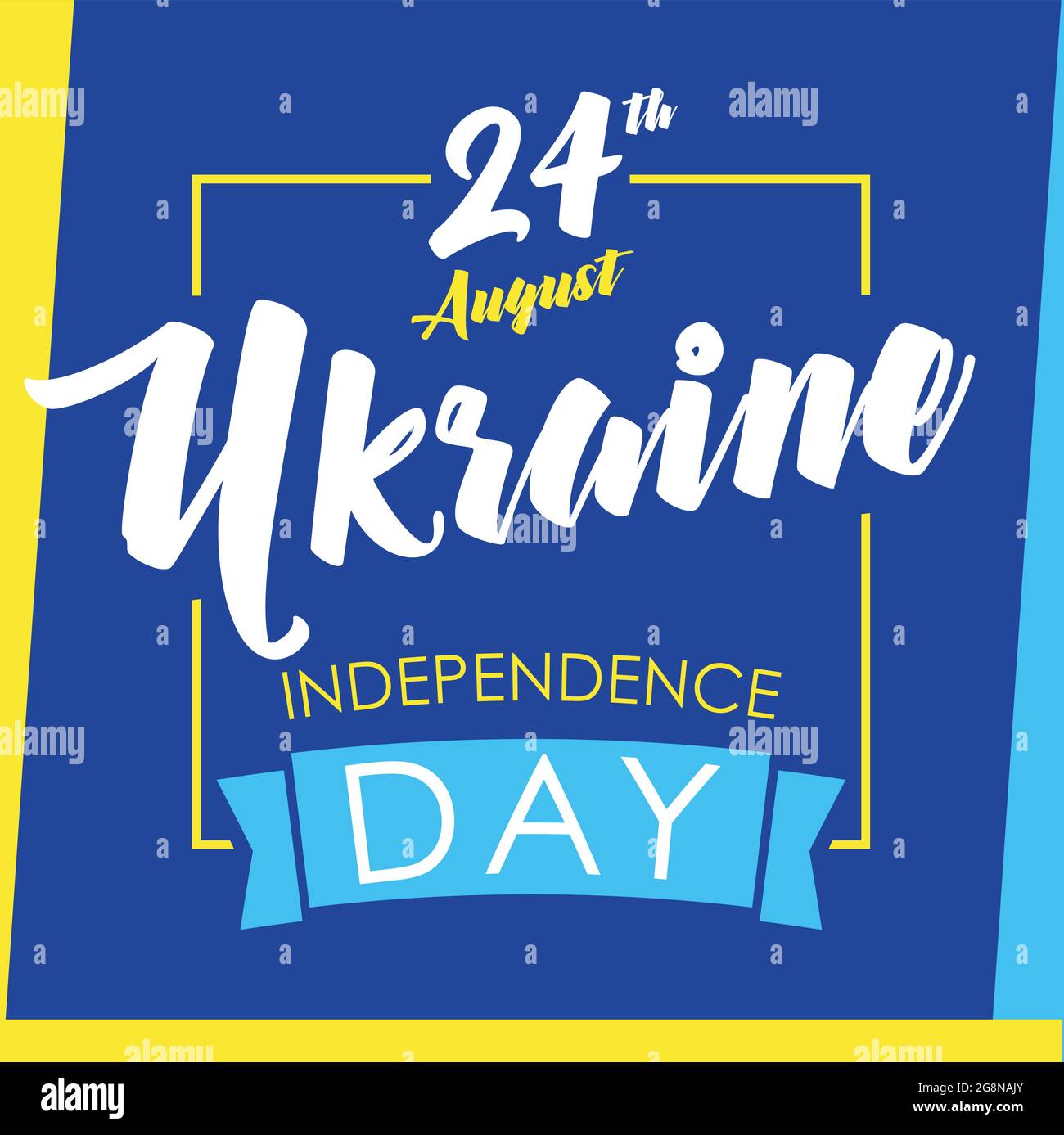 August 24 Independence day of Ukraine with calligraphic text. National ...