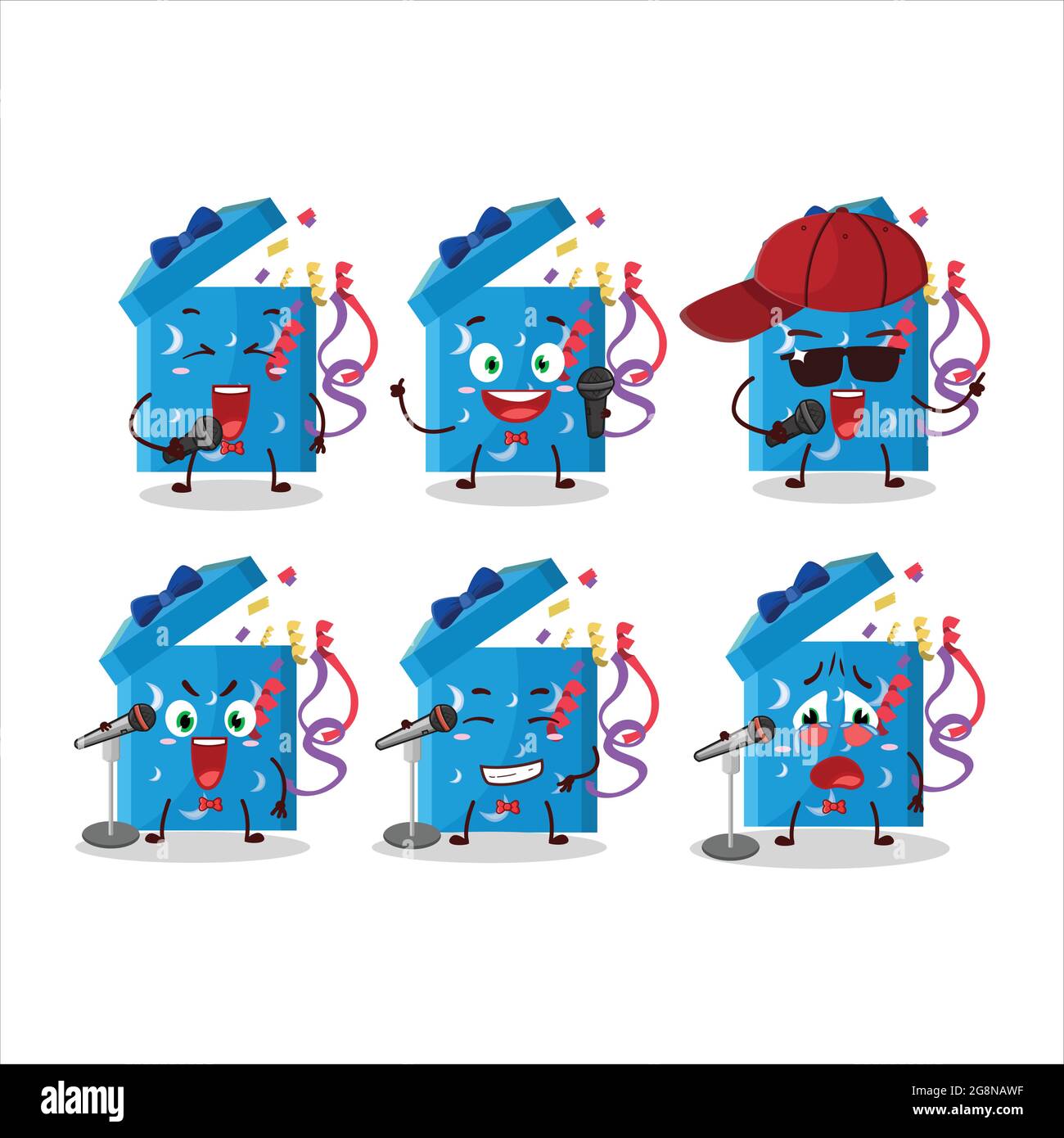 A Cute Cartoon design concept of open magic gift box singing a famous ...