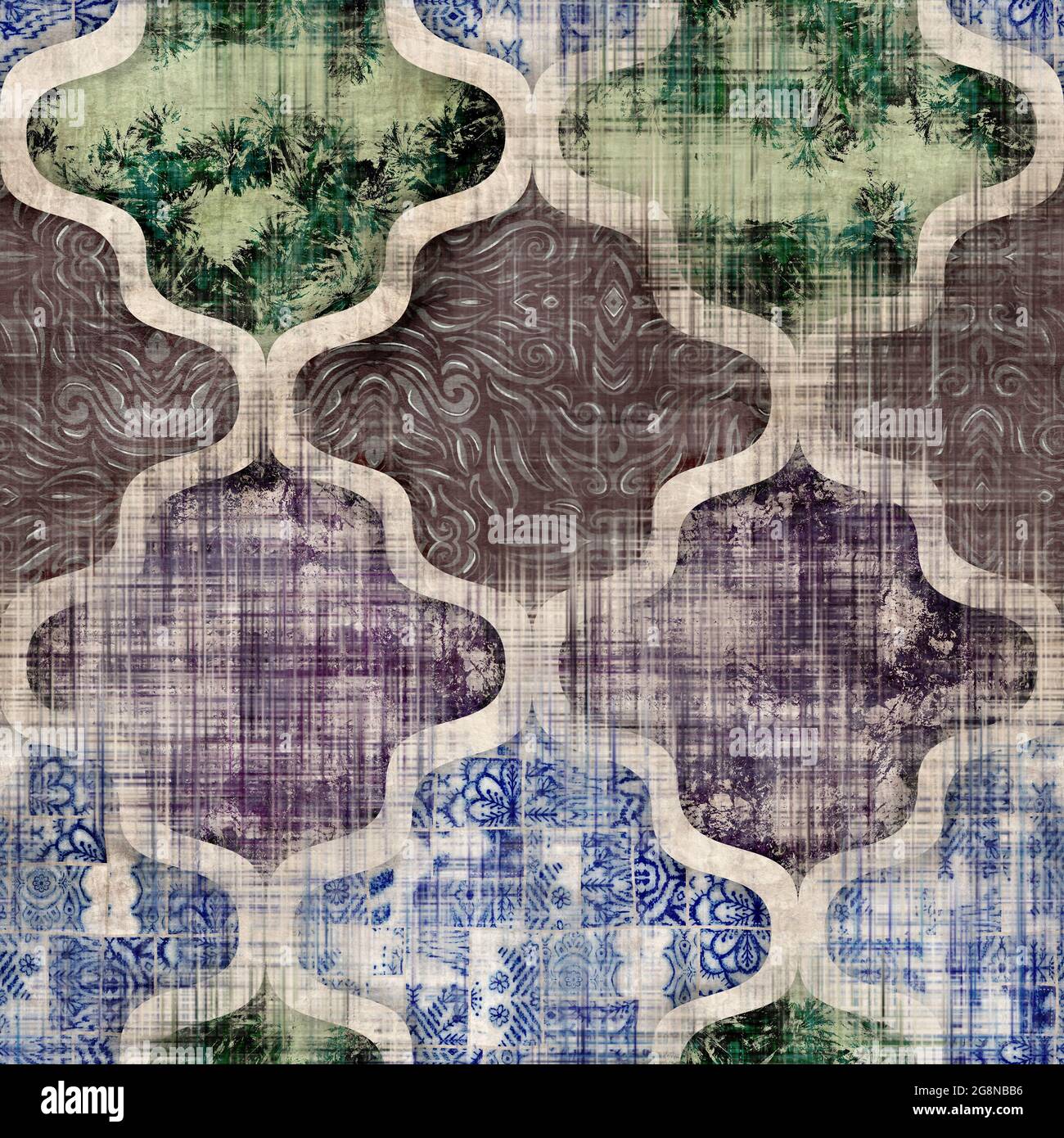 Seamless Moroccan inspired highly textured pattern for surface print ...