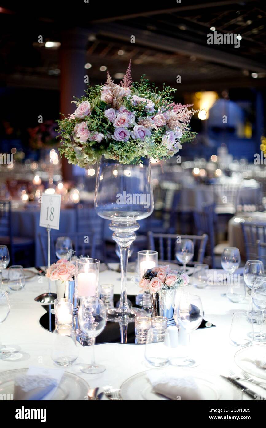 Wedding Guest Dining Table Decorations, Wedding Ceremony Dinner Stock ...