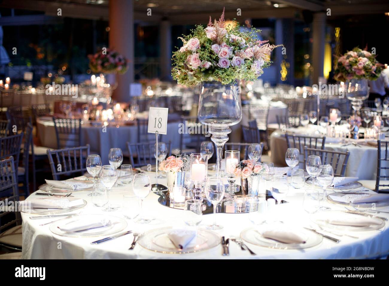 Wedding Guest Dining Table Decorations, Wedding Ceremony Dinner Stock ...