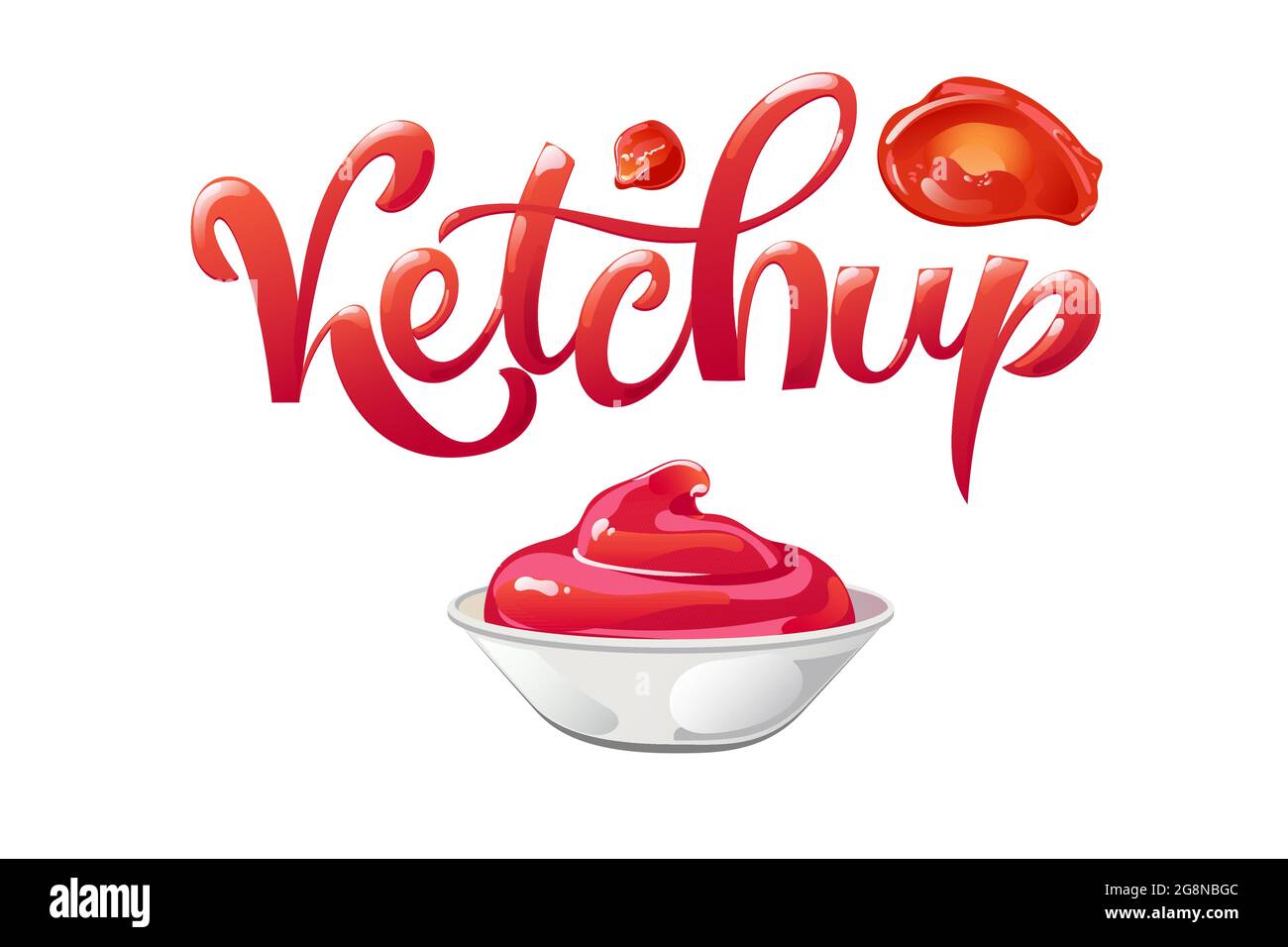 Ketchup hand drawn lettering design. Modern typography in flat cartoon ...