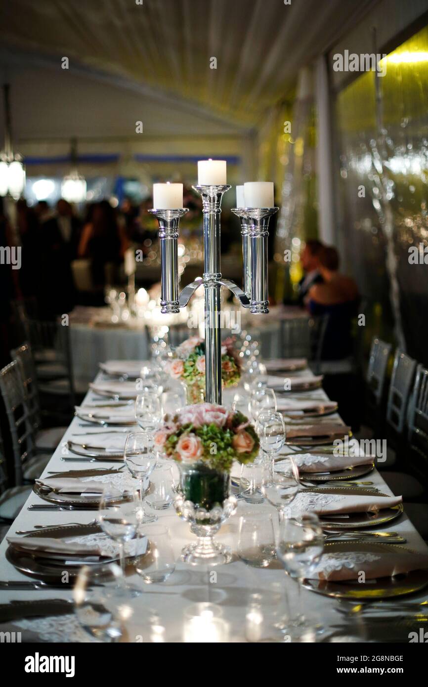 Wedding Guest Dining Table Decorations, Wedding Ceremony Dinner Stock ...