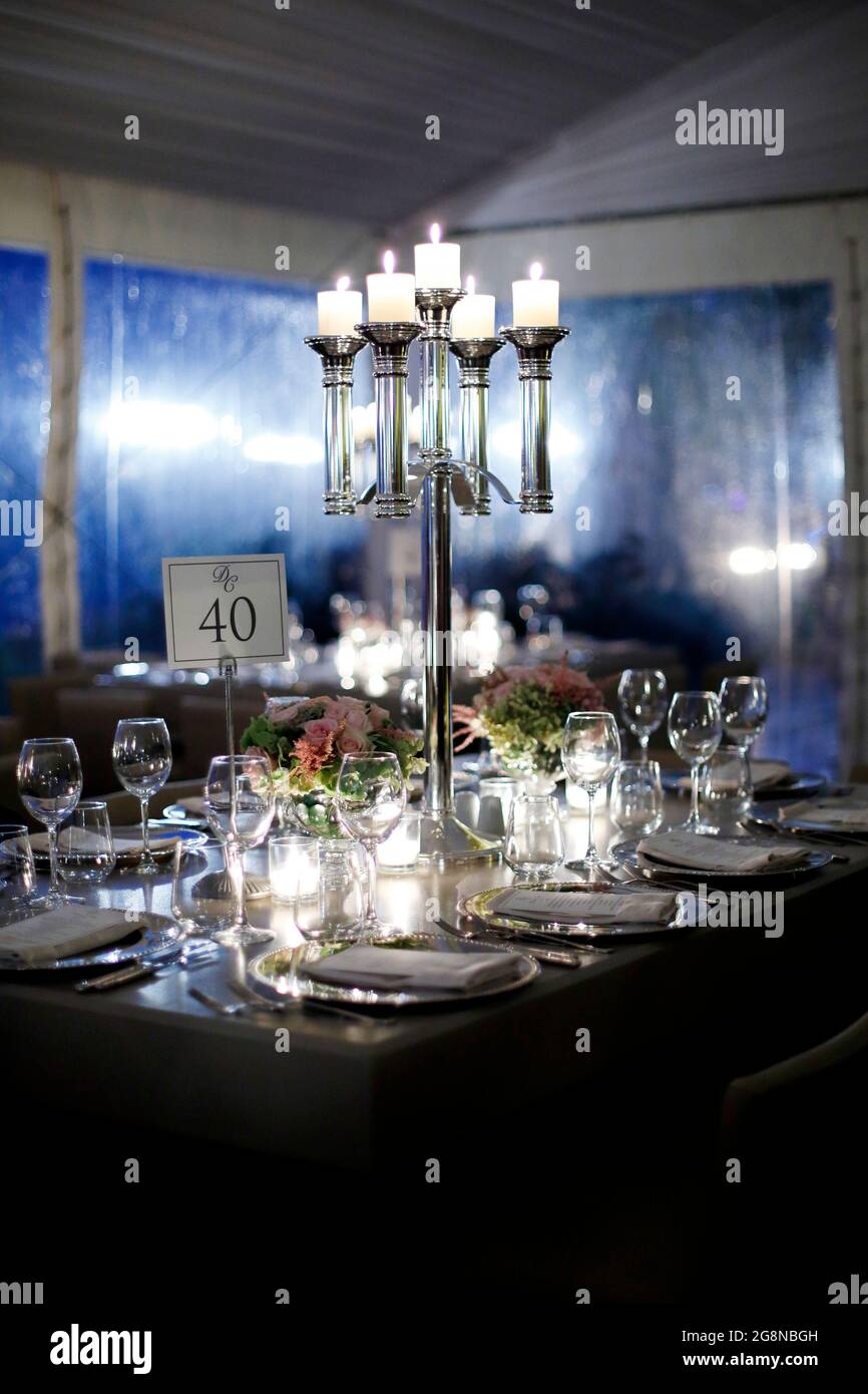 Wedding Guest Dining Table Decorations, Wedding Ceremony Dinner Stock ...