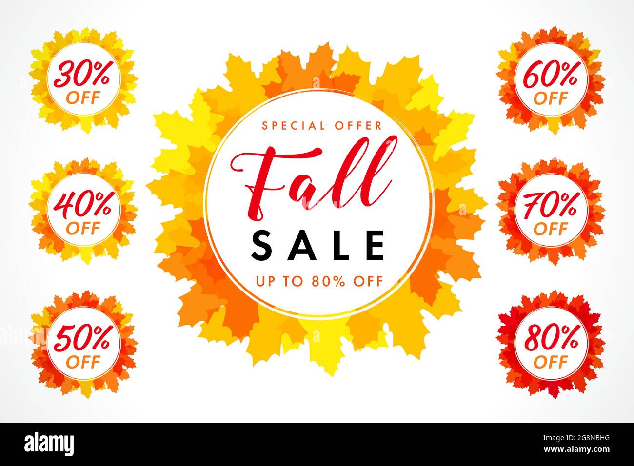 Autumn sale creative herbal leaf frame. Seasonal ad poster, red color ...