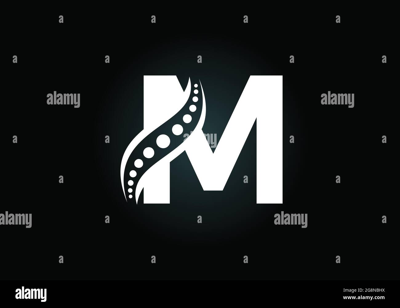 Initial M monogram letter alphabet with chiropractic spine logo. Spinal ...