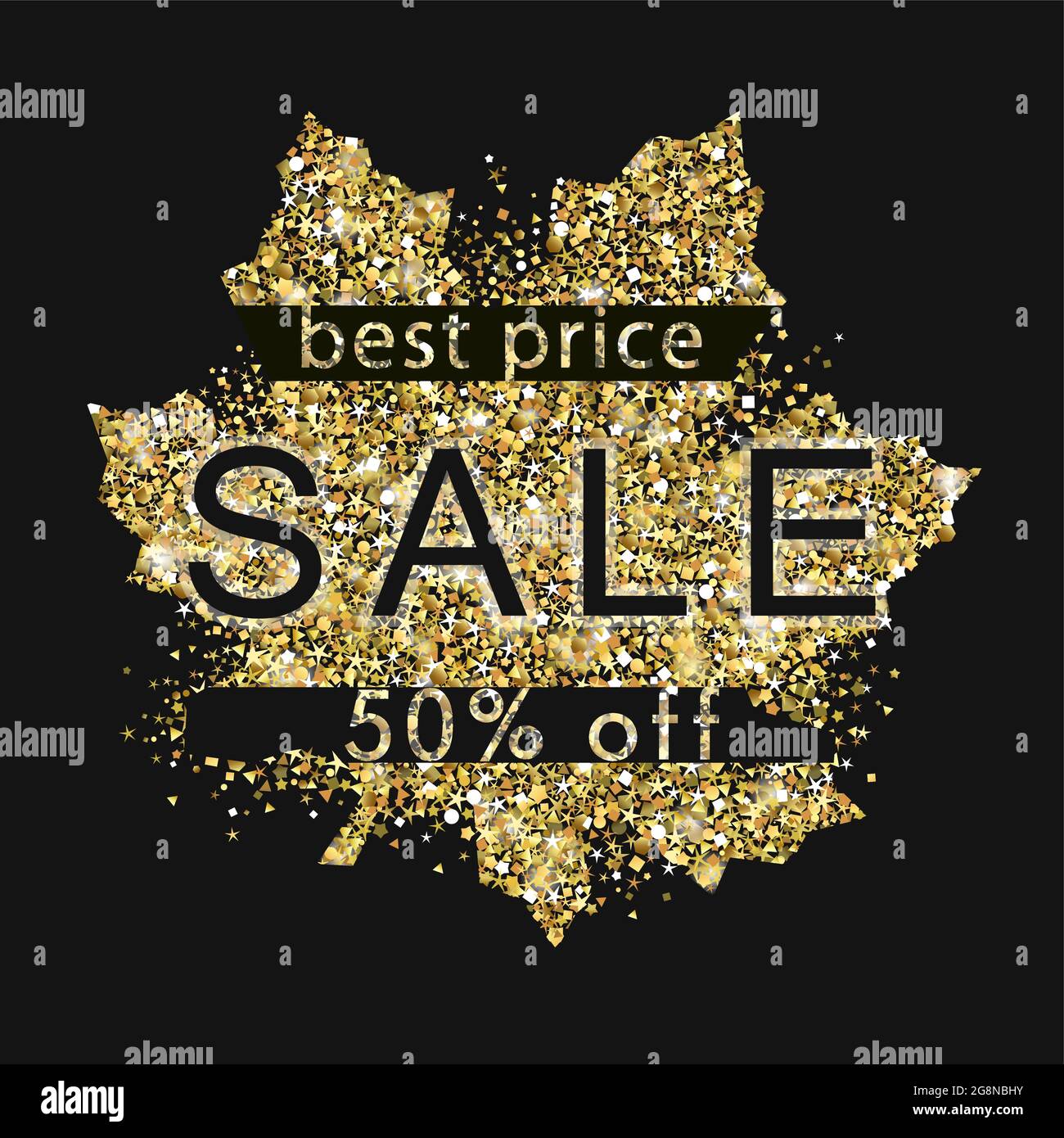 Autumn sale creative golden leaf frame. Seasonal ad poster, red color ...