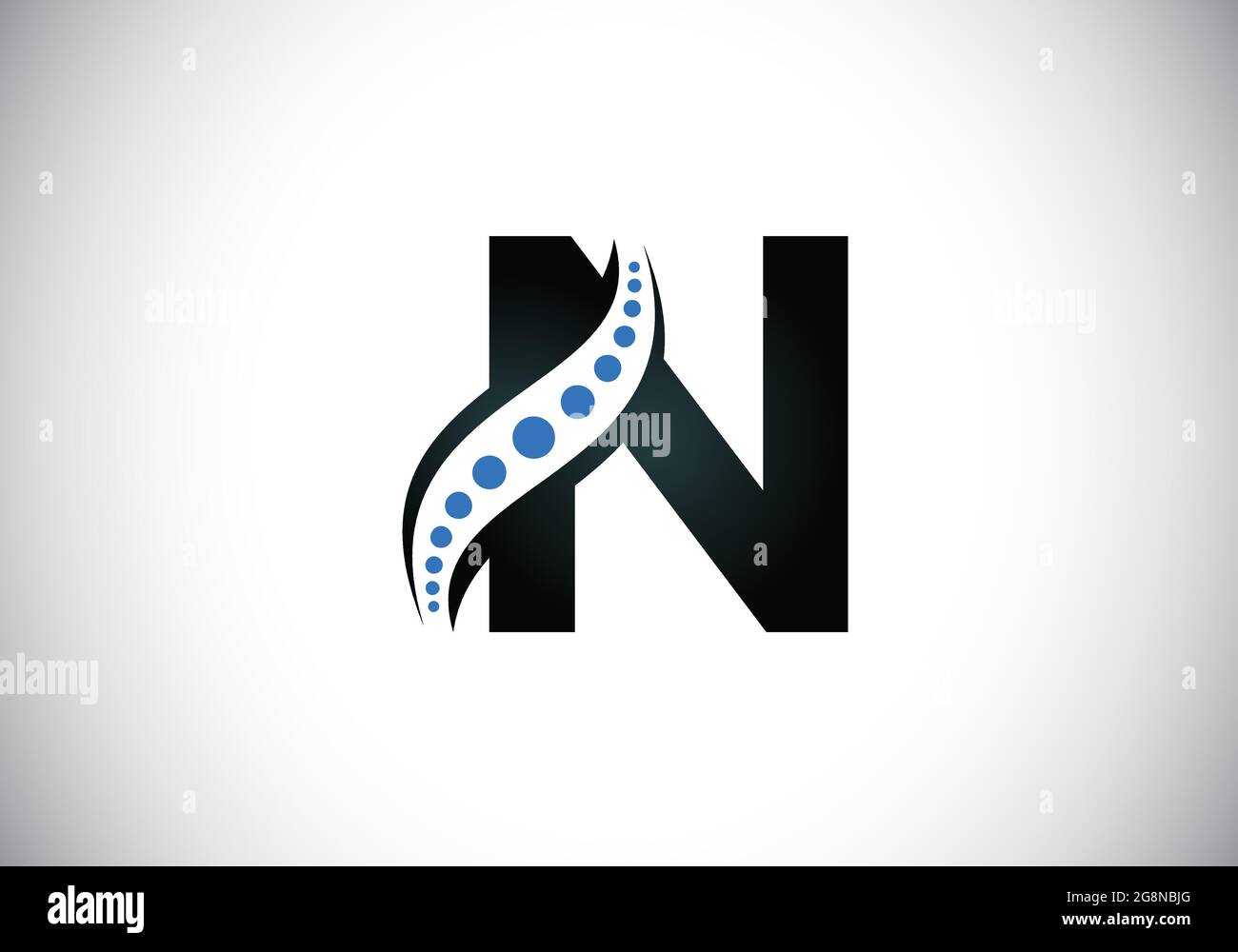 Initial N monogram letter alphabet with chiropractic spine logo. Spinal ...