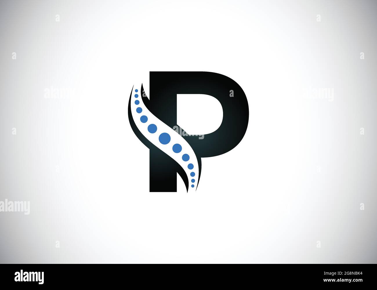 Initial P monogram letter alphabet with chiropractic spine logo. Spinal ...