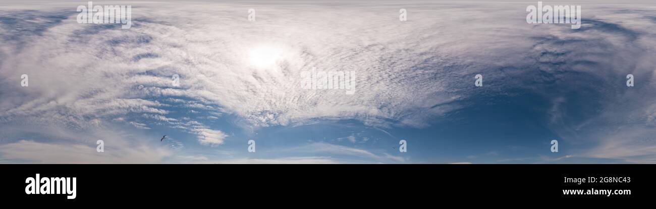 Blue sky panorama with Cirrus clouds. Seamless hdr 360 degree pano in ...