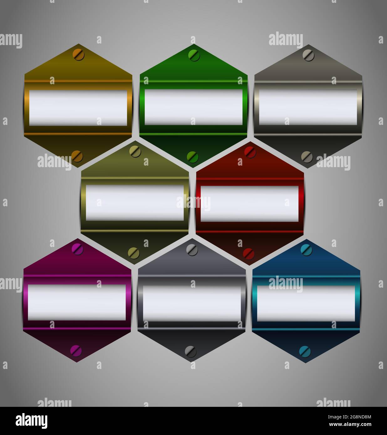 Vector multicolored metallic stickers collection with empty text block ...