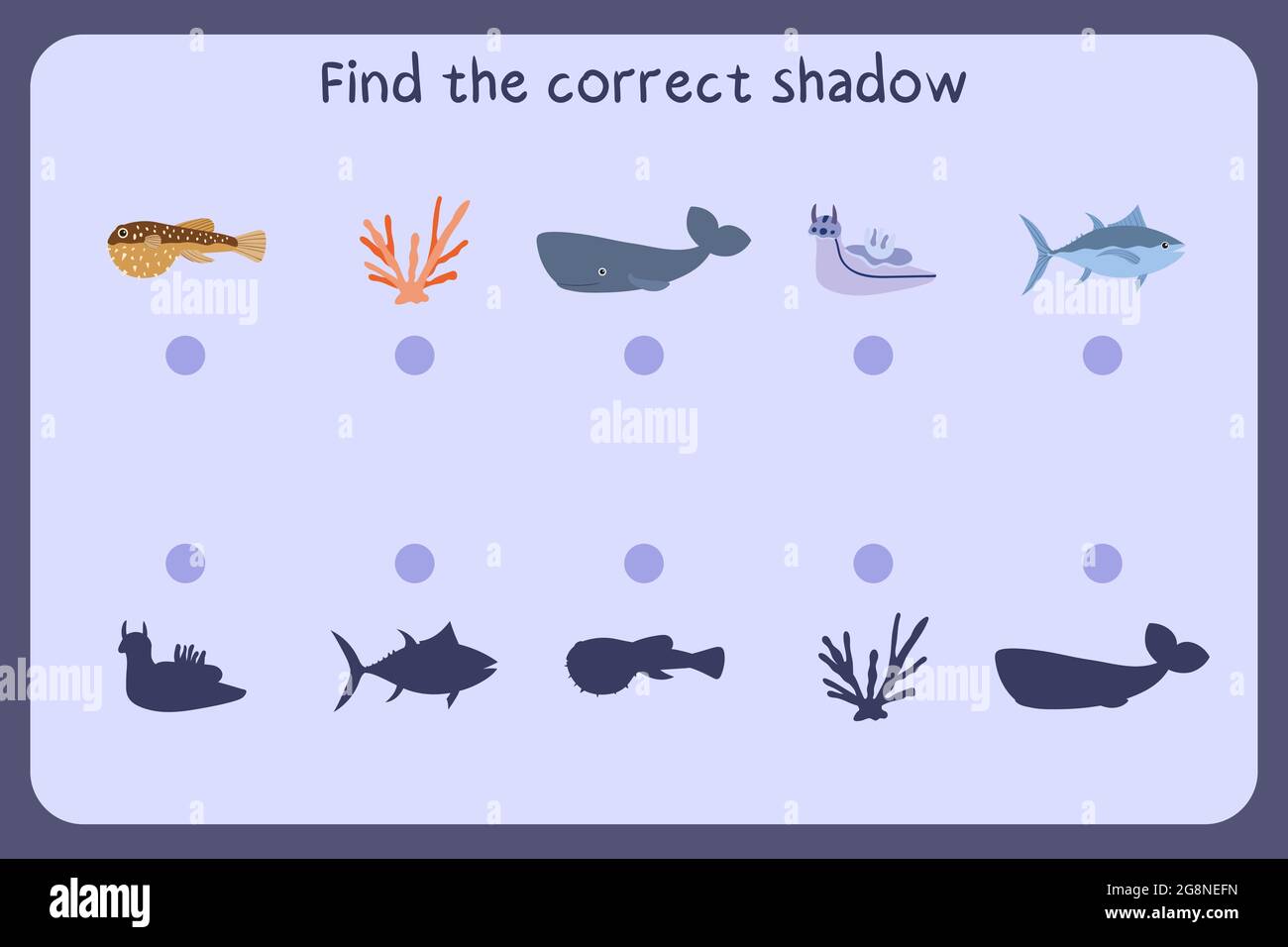 Matching children educational game with sea animals - puffer fish ...