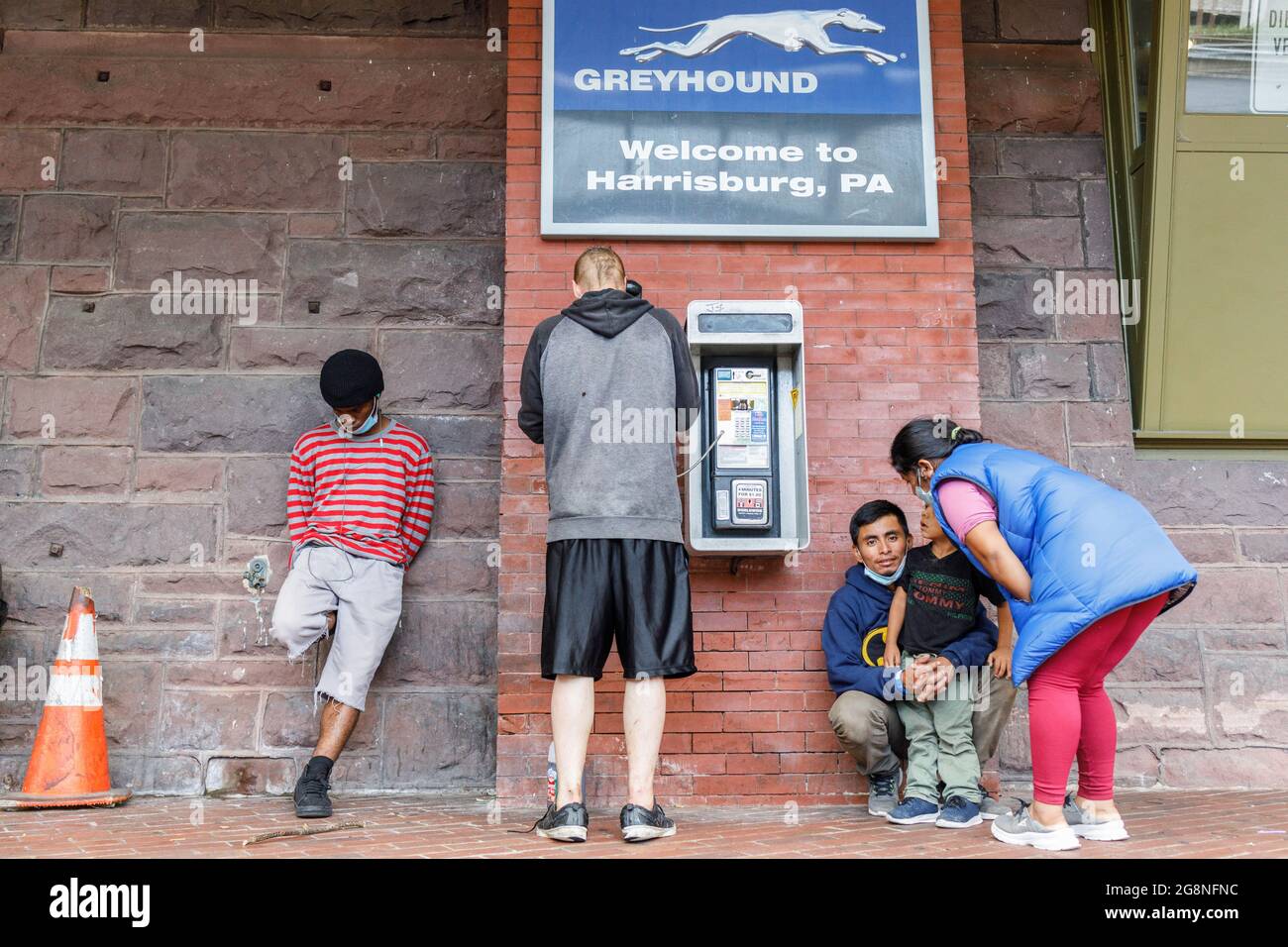 Harrisburg, United States. 14th July, 2021. Passengers at Greyhound bus ...