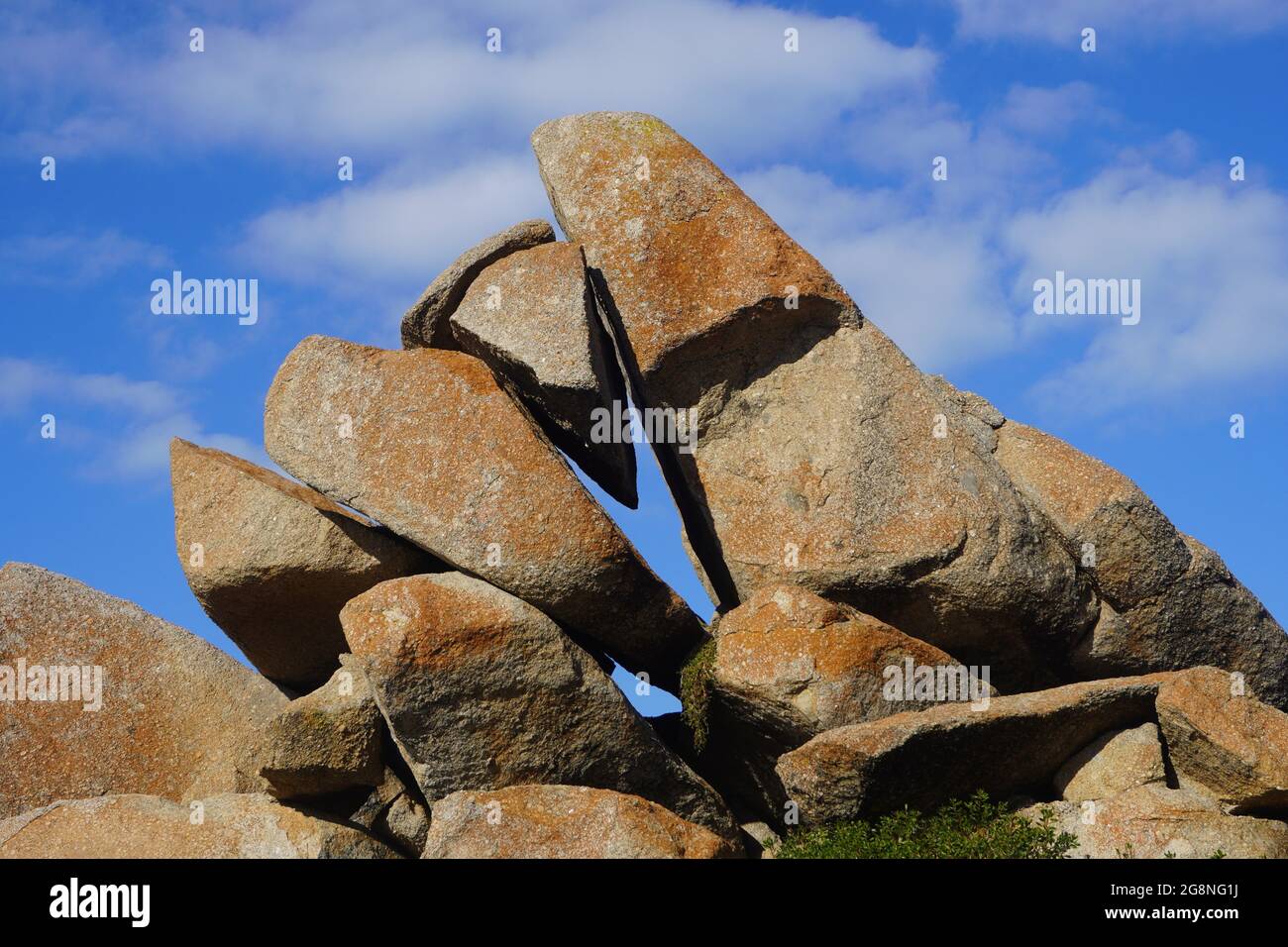 Close Up of Granite Island Pyramid-Shaped Boulders against Blue Sky ...