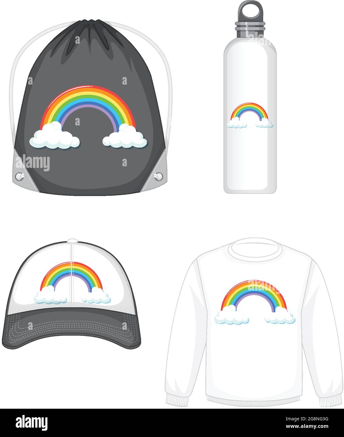 Set with fashion objects isolated on white background illustration ...