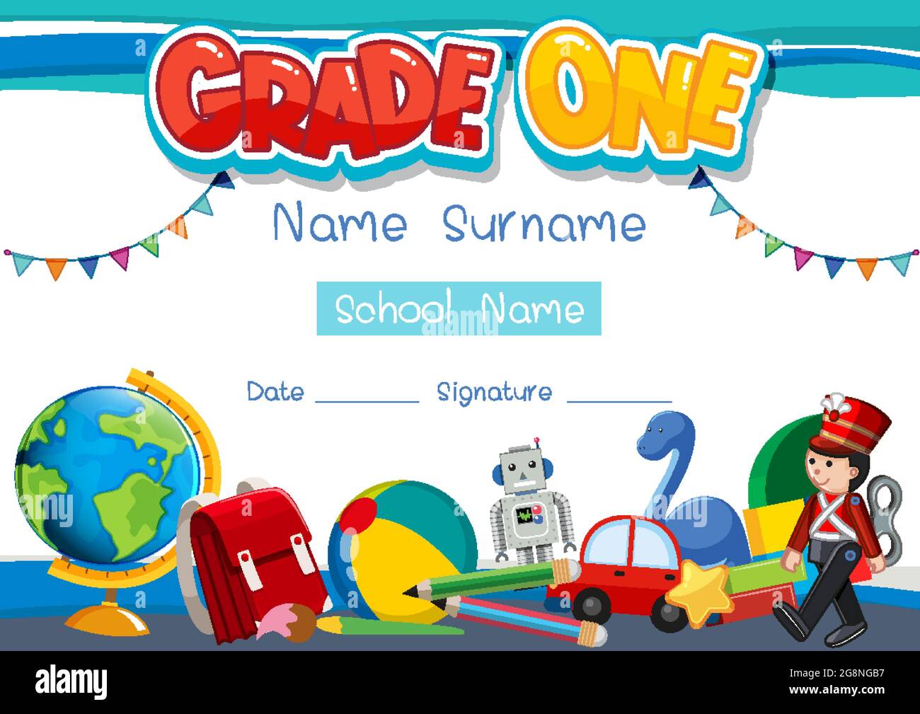 Grade one diploma or certificate template illustration Stock Vector ...