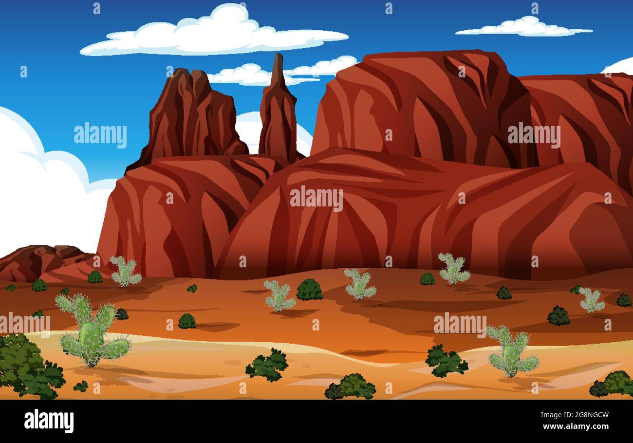 Desert forest landscape at daytime scene illustration Stock Vector ...