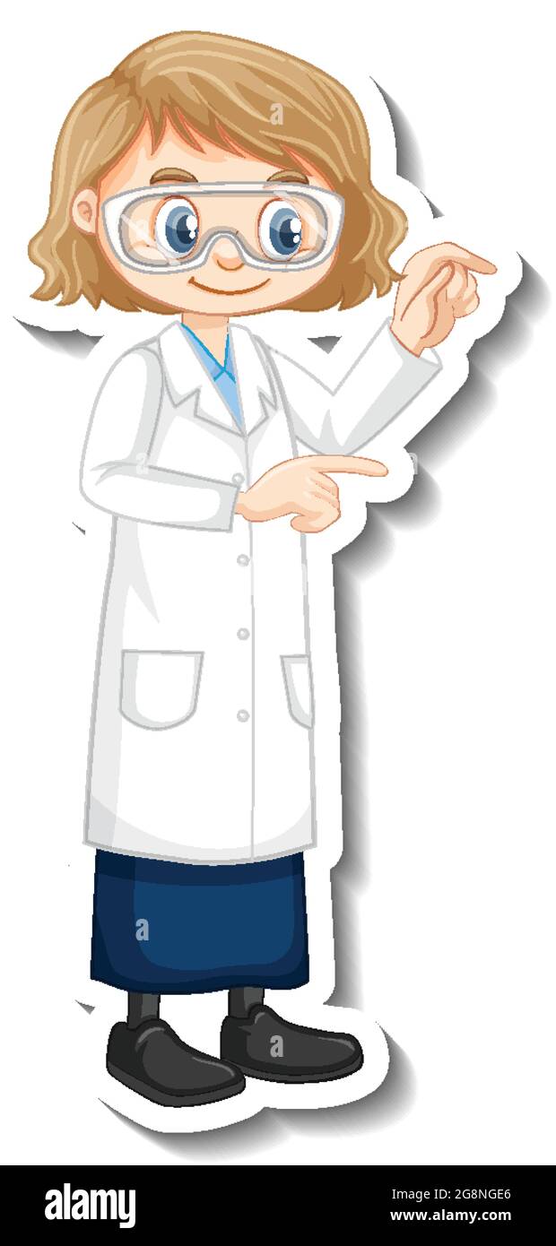 Scientist girl cartoon character in standing pose illustration Stock ...