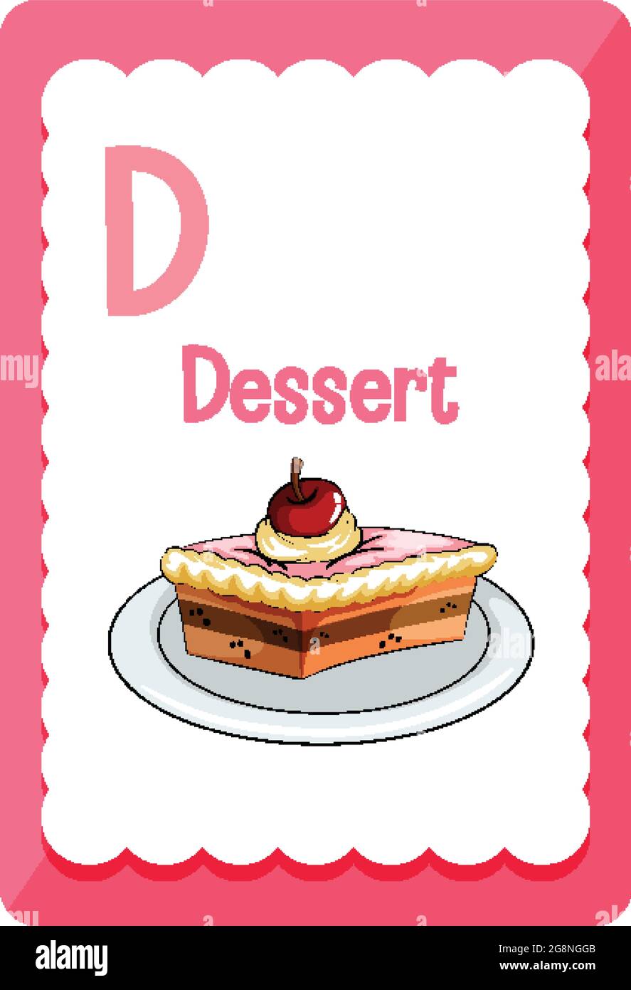 Alphabet flashcard with letter D for Dessert illustration Stock Vector ...