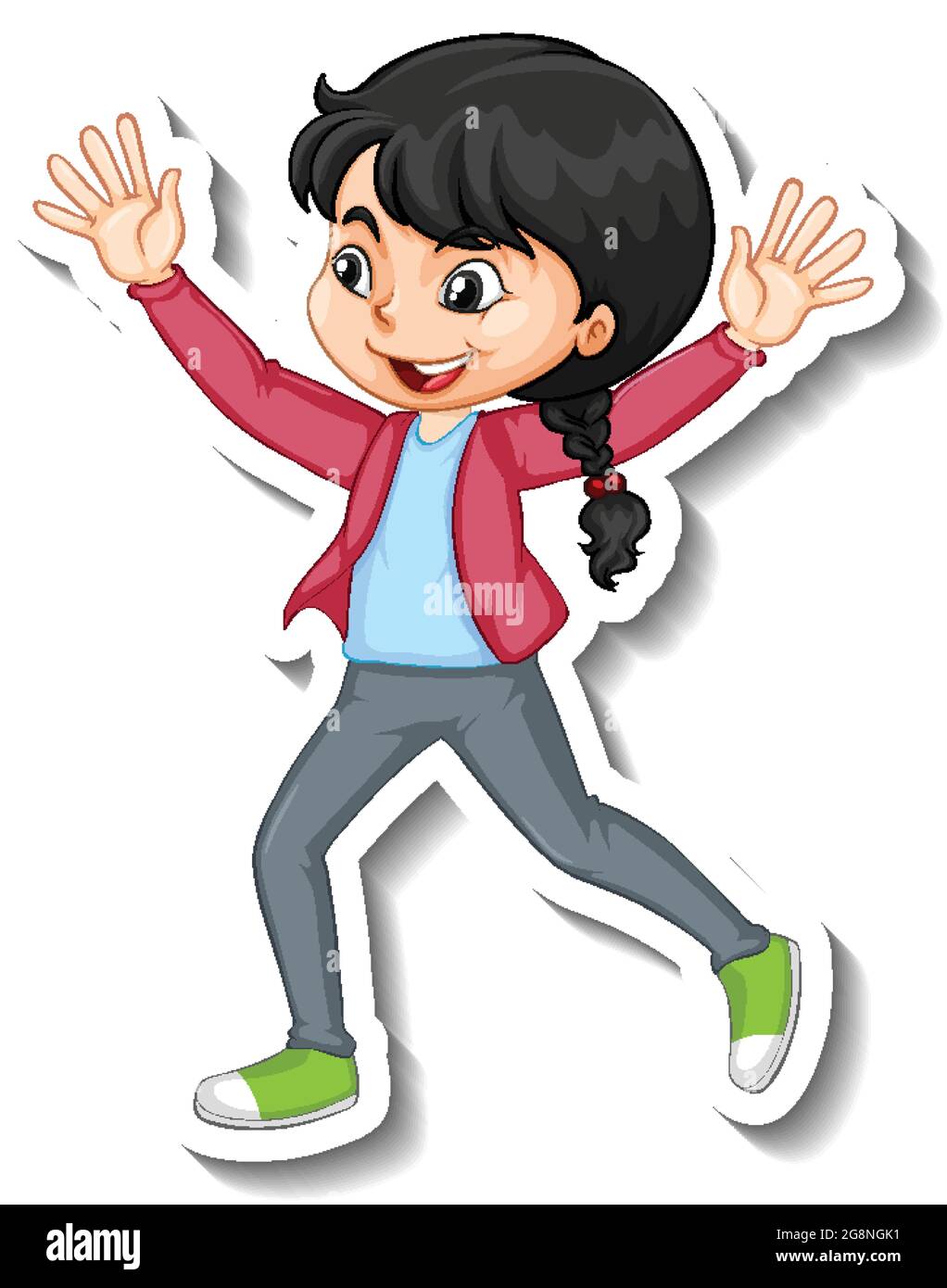 Sticker happy girl cartoon character illustration Stock Vector Image ...