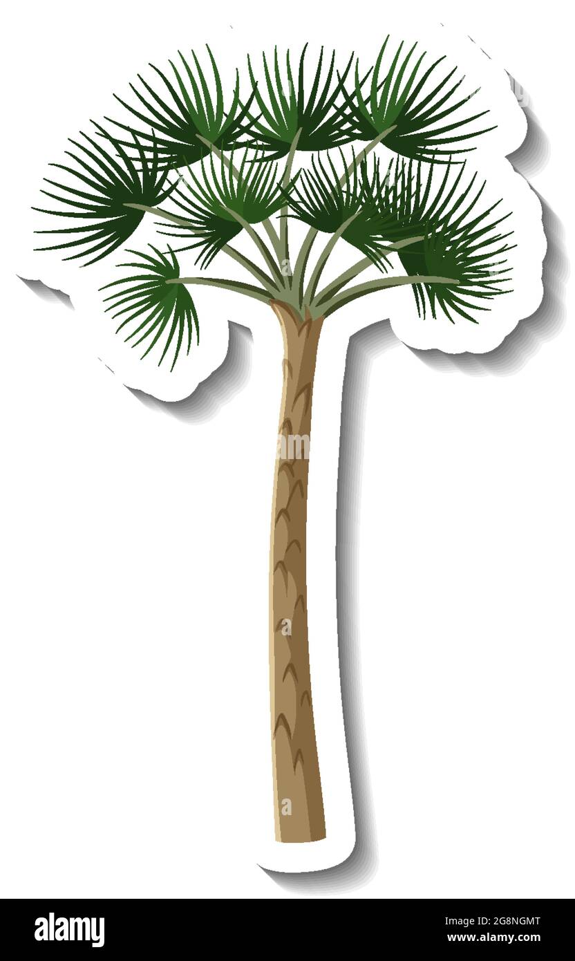 Sticker tropical tree on white background illustration Stock Vector ...