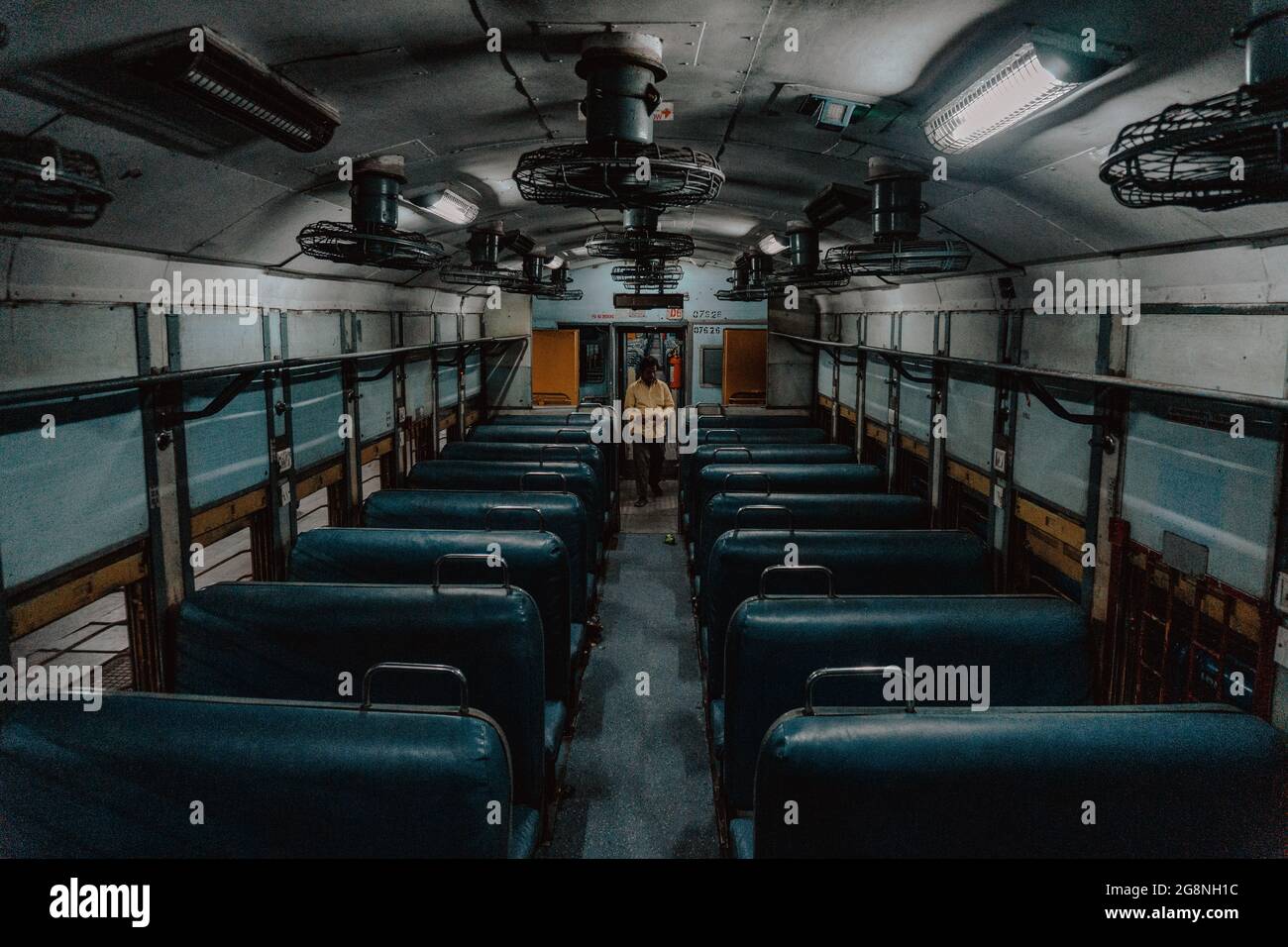 Old empty train from inside with seats Stock Photo - Alamy