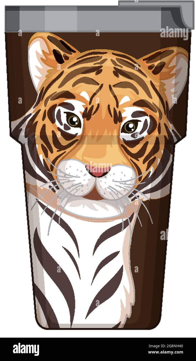A brown thermos flask with tiger pattern illustration Stock Vector ...