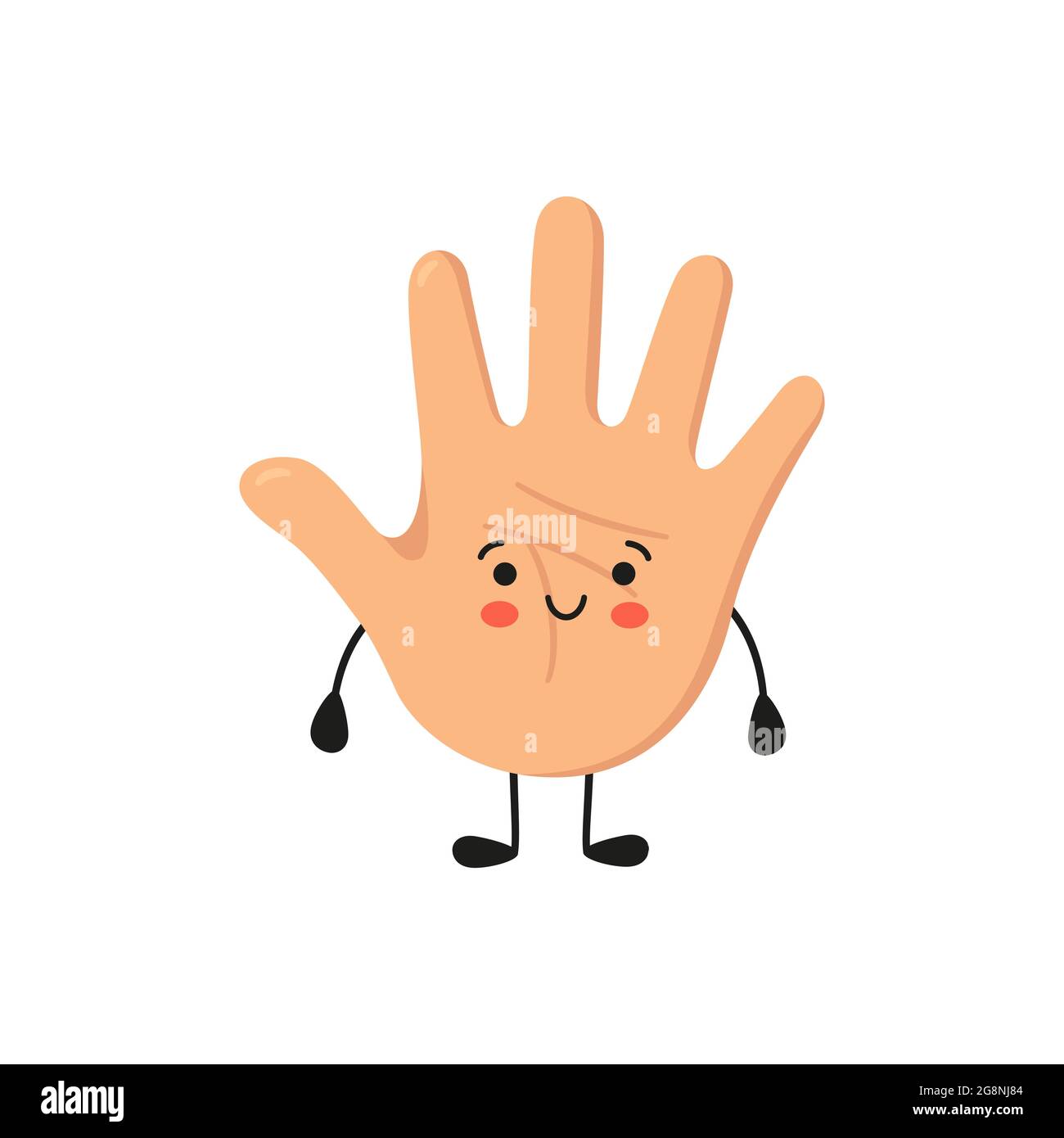 Human hand kawaii character. The palm is like a sense organ. Part of ...