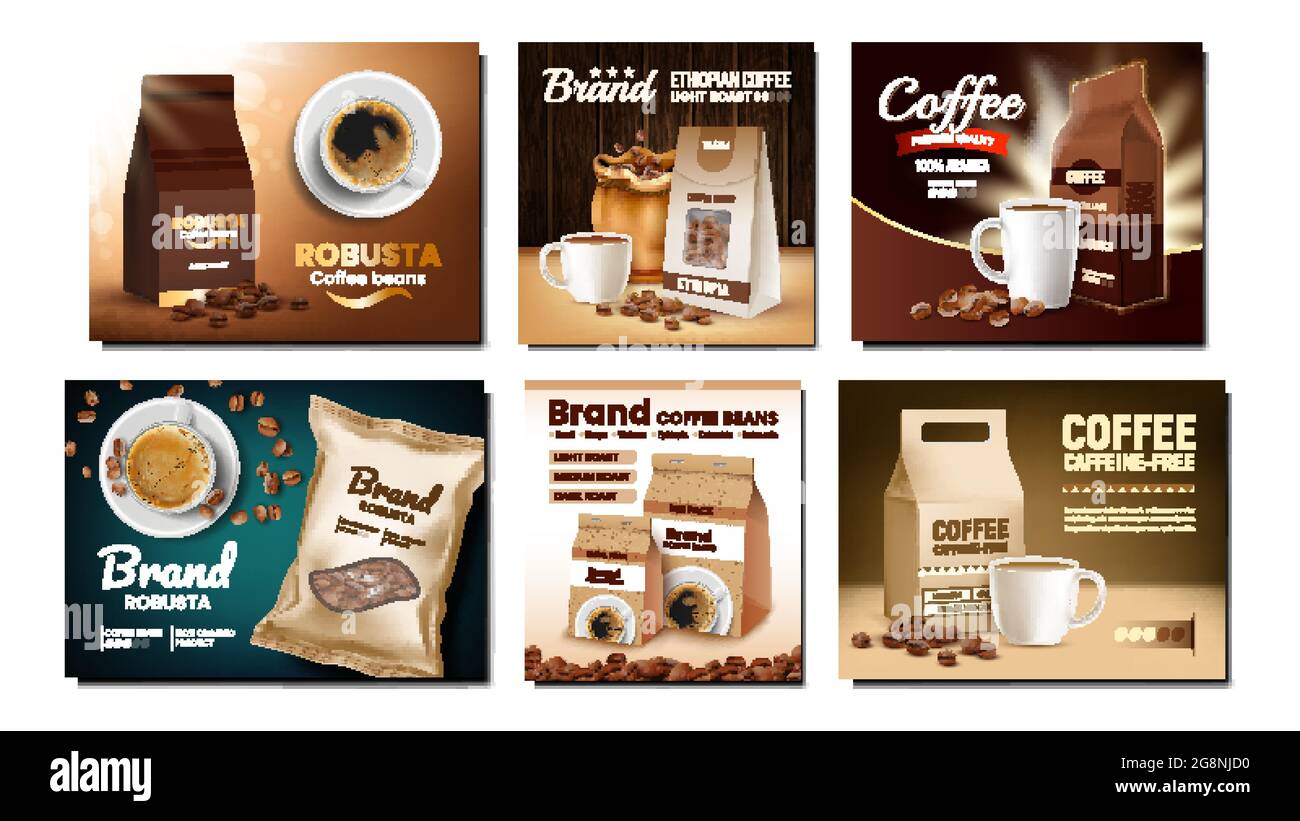 Coffee Packages Promotional Posters Set Vector Stock Vector Image & Art ...