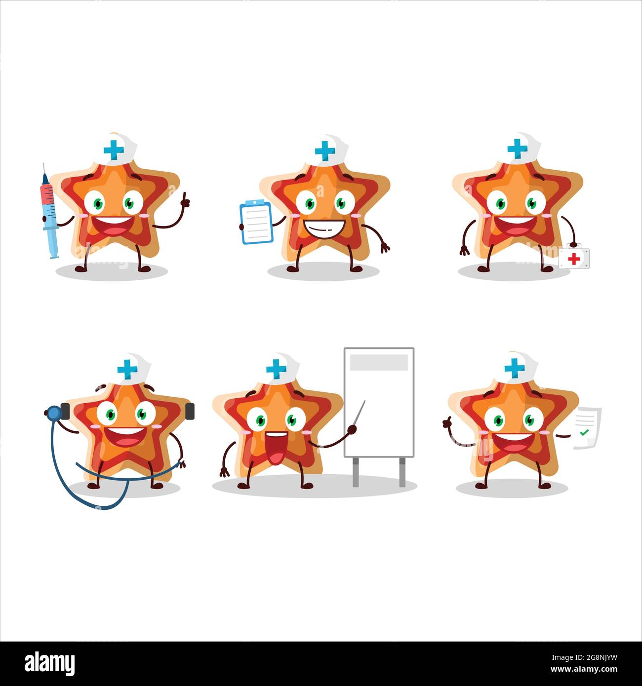 Doctor profession emoticon with star icon cartoon character. Vector ...