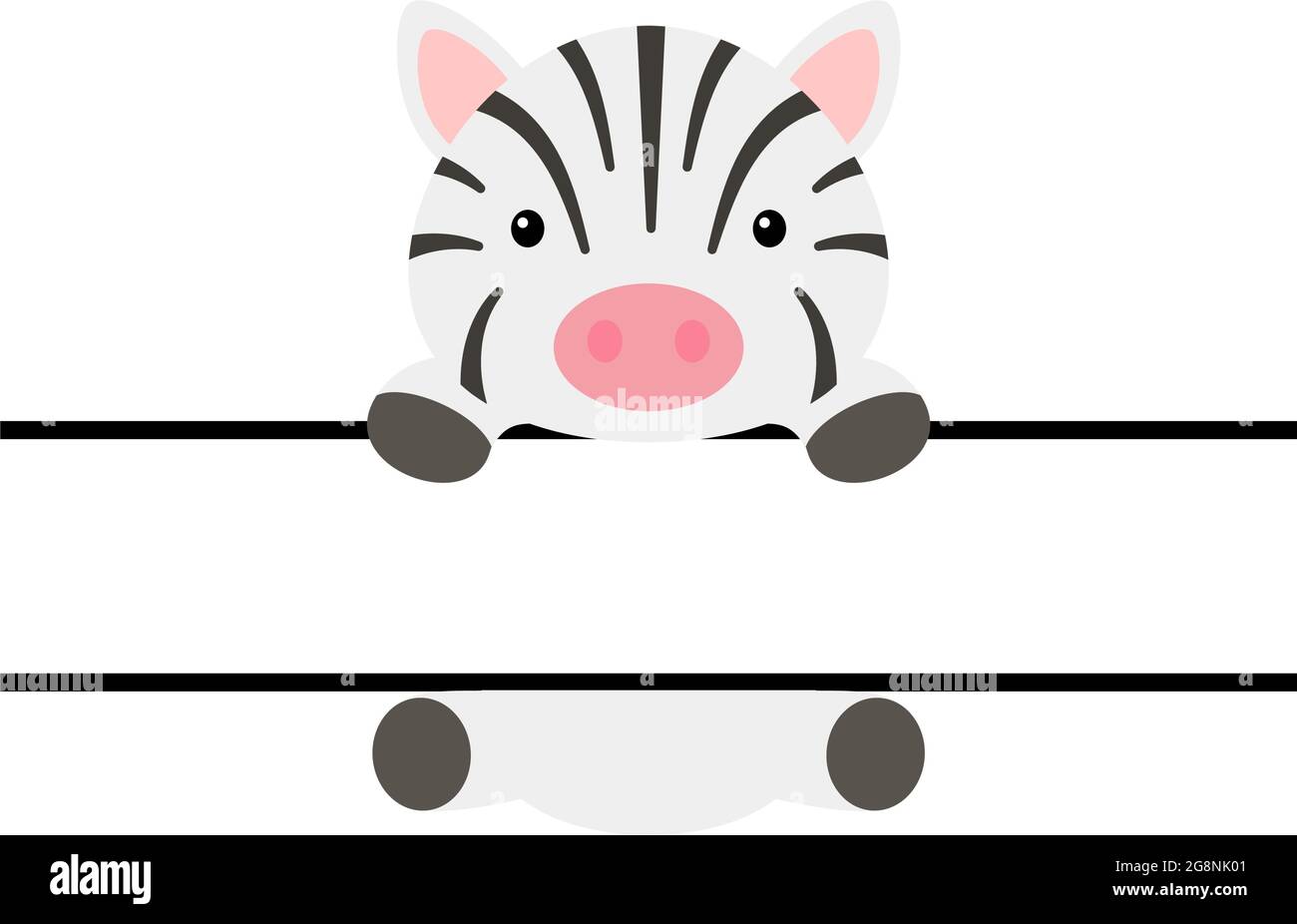 Cute zebra split monogram. Funny cartoon character for shirt ...