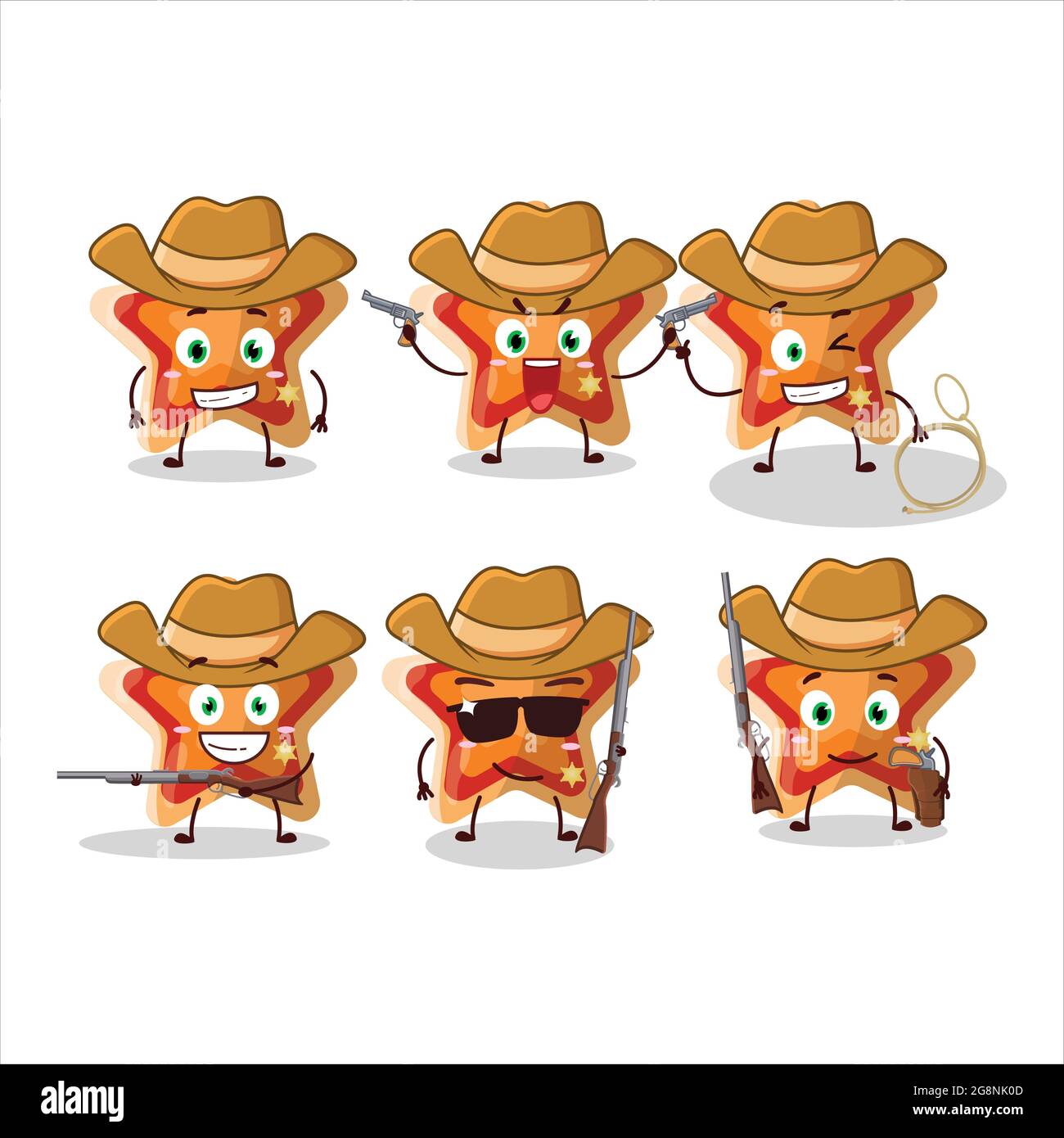 Cool cowboy star icon cartoon character with a cute hat. Vector ...
