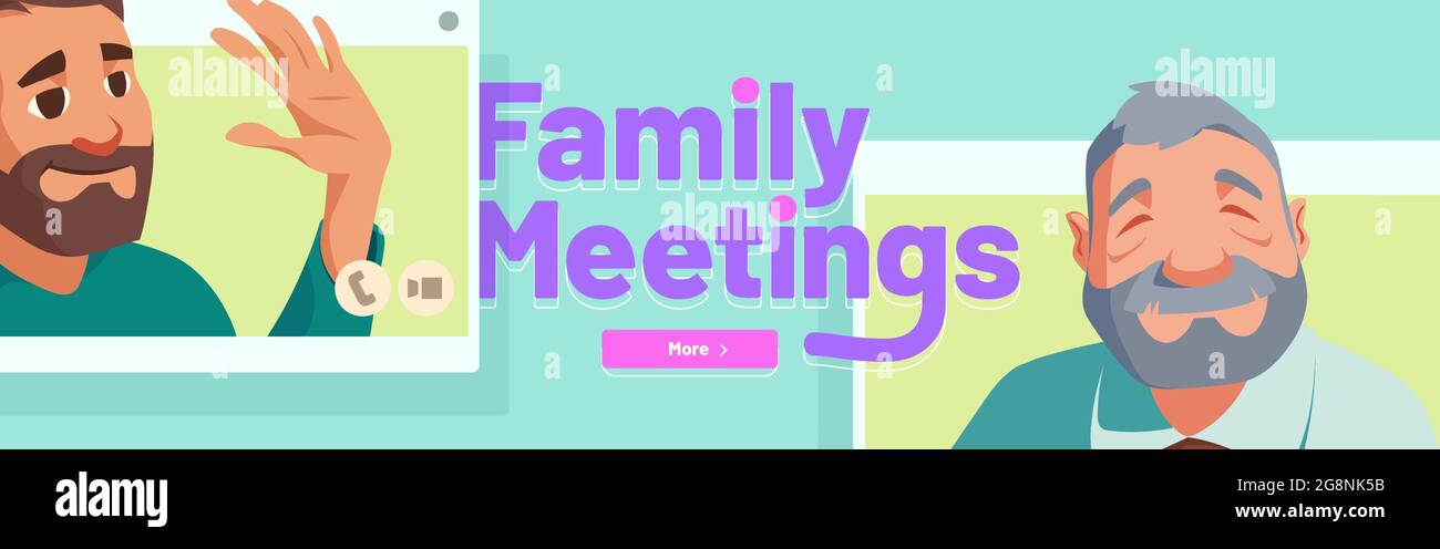 Family meeting by online videocall banner Stock Vector Image & Art - Alamy