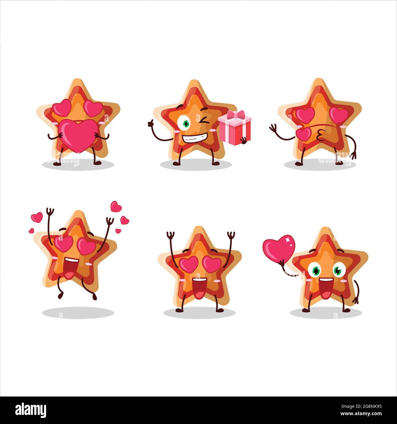 Star icon cartoon character with love cute emoticon. Vector ...