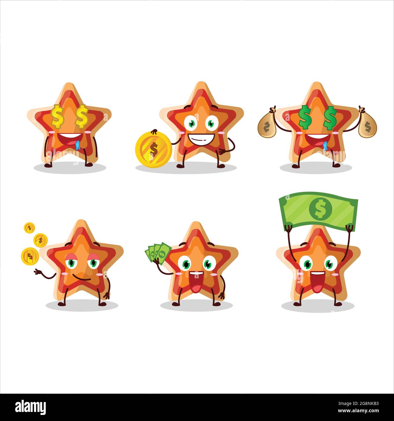 Star icon cartoon character with cute emoticon bring money. Vector ...